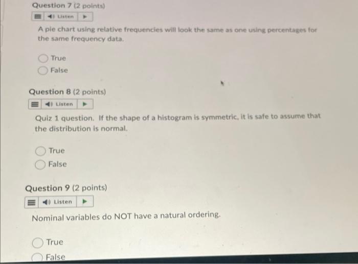 Solved A pie chart using relative frequencies will look the | Chegg.com