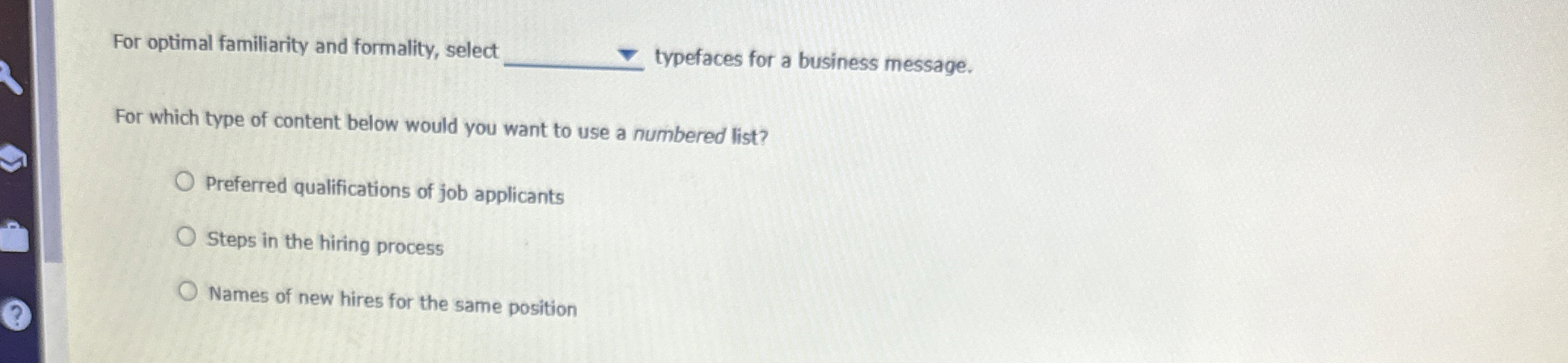 Solved For optimal familiarity and formality, | Chegg.com