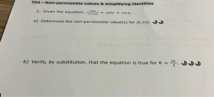Solved T6A - Non-permissible values \& simplifying | Chegg.com