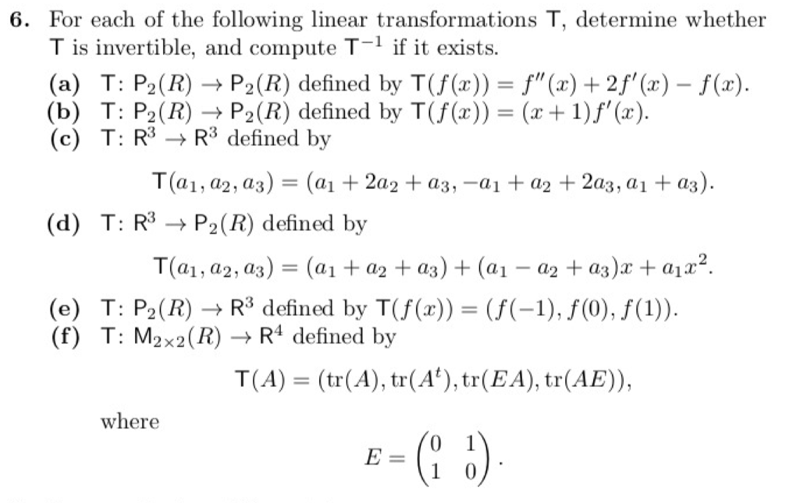 Solved by an EXPERT For each of ﻿the following linear transformations T , | Chegg.com