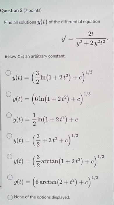 Solved Find all solutions y(t) of the differential equation | Chegg.com