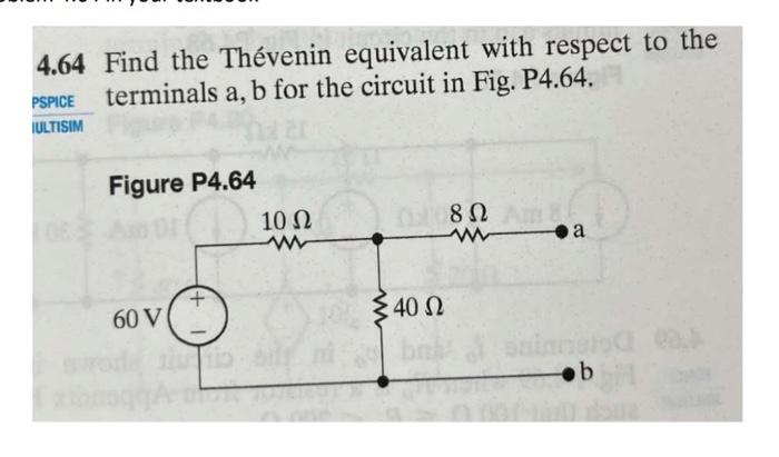 Solved 4.64 Find the Thévenin equivalent with respect to the | Chegg.com