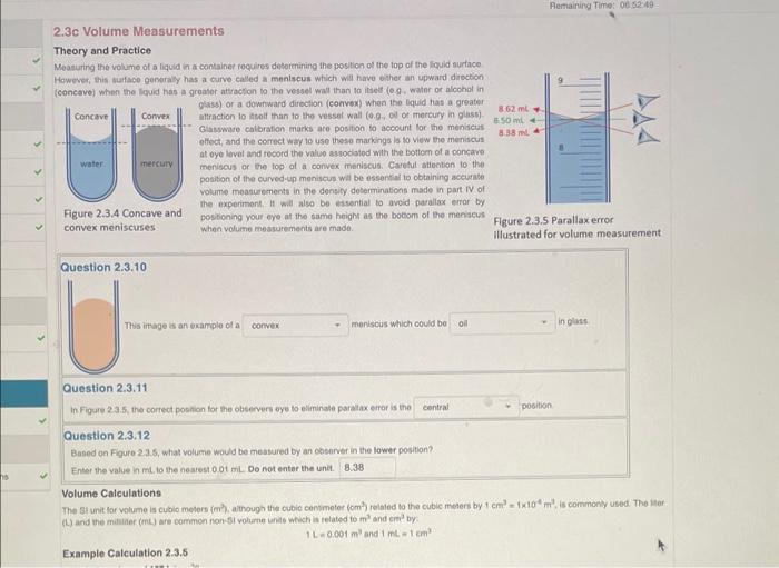 Solved 2.3c Volume Measurements Theory and Practice | Chegg.com