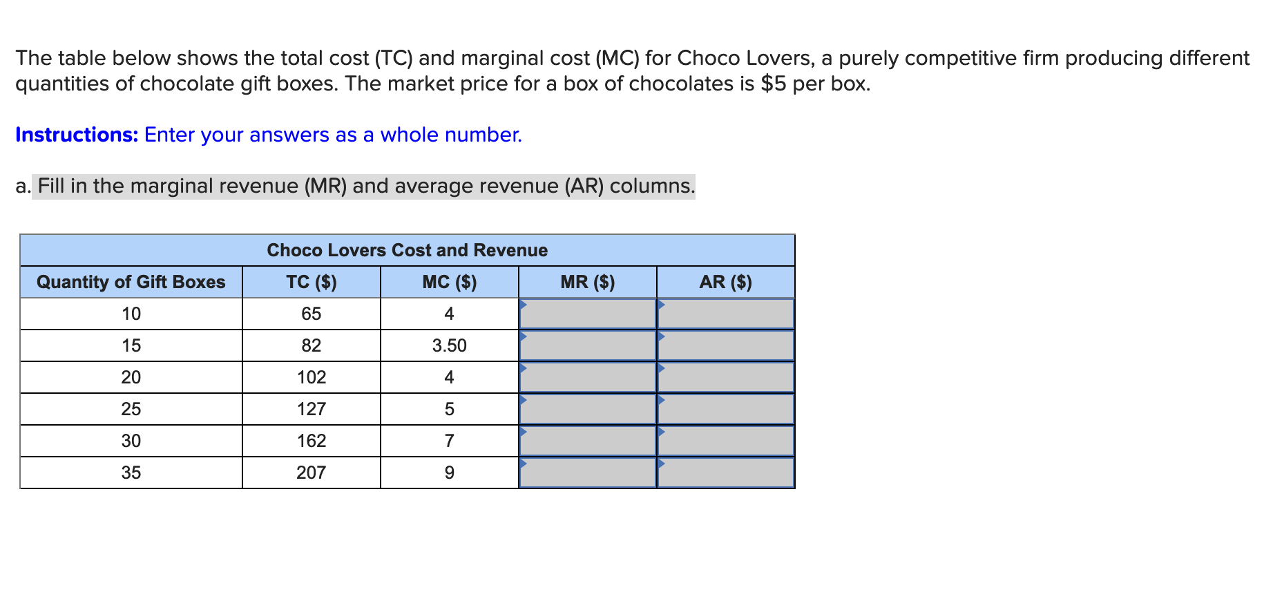 Solved The table below shows the total cost (TC) ﻿and | Chegg.com