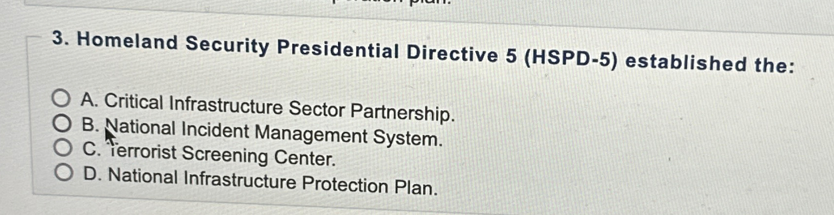Solved Homeland Security Presidential Directive 5 (HSPD-5) | Chegg.com