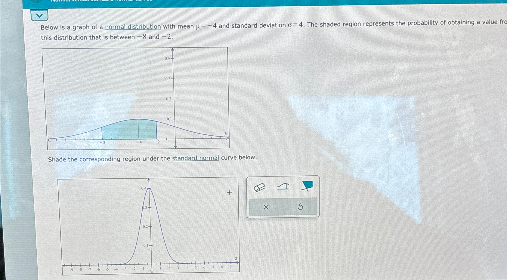 Solved Below is a graph of a normal distribution with mean | Chegg.com