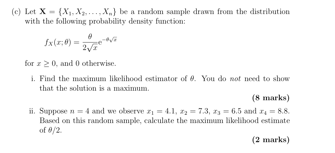 Solved Let X {x1 X2 Dots Xn} ﻿be A Random Sample Drawn From