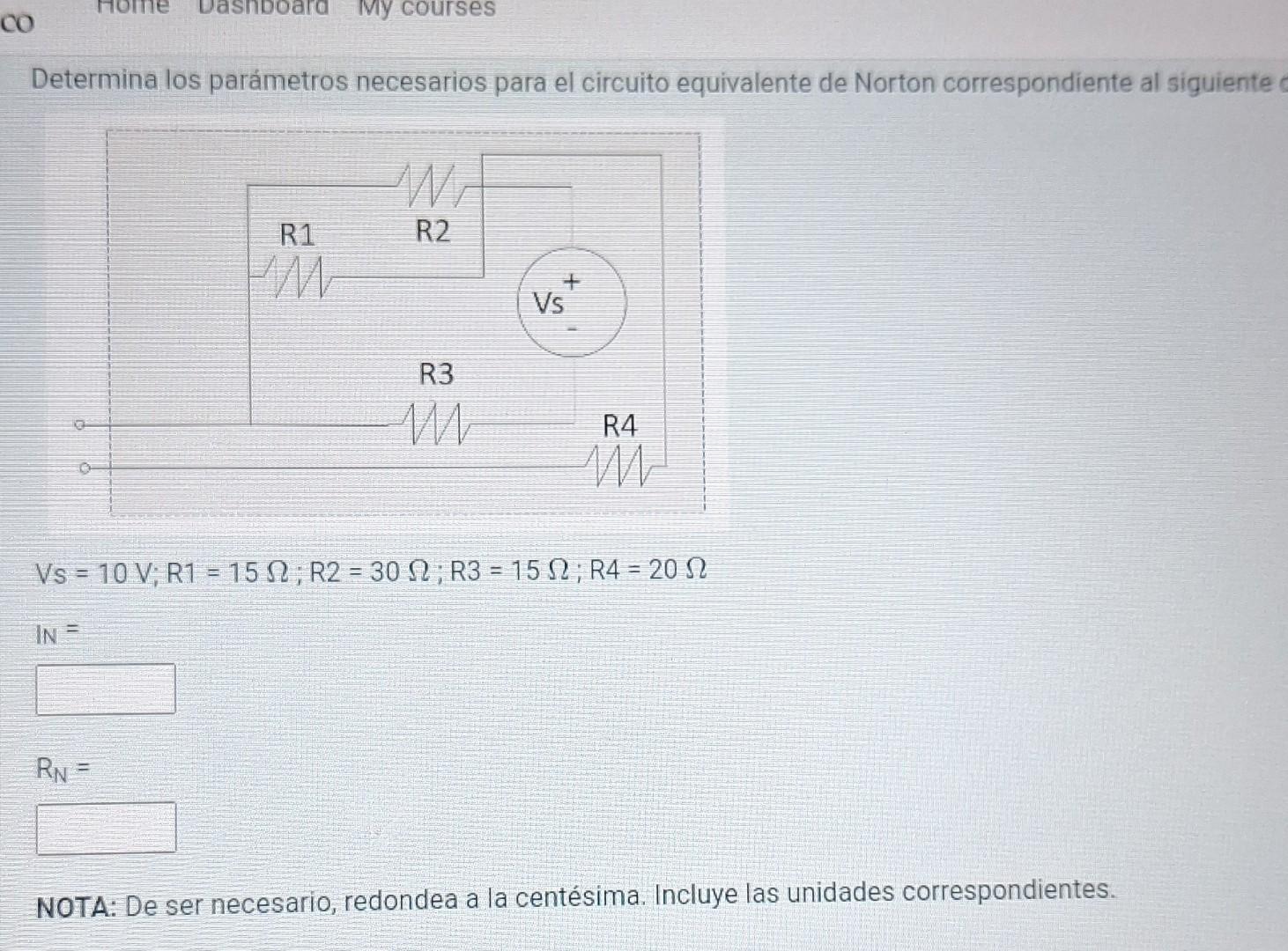 Solved Determina los parámetros necesarios para el circuito | Chegg.com