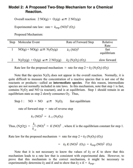 Solved 1 Model 2: A Proposed Two-Step Mechanism for a | Chegg.com