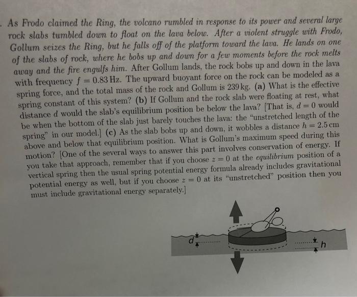 Solved - As Frodo claimed the Ring, the volcano rumbled in | Chegg.com