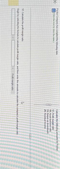 Solved Packer Company has compiled the following data: Click | Chegg.com