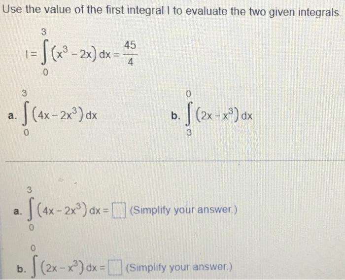 Solved Use the value of the first integral I to evaluate the | Chegg.com