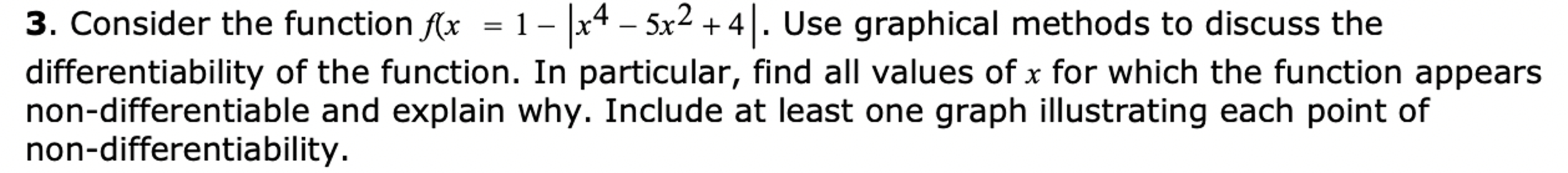 Solved Consider the function f(x)=1-|x^4 - 5x^2 + 4|where is | Chegg.com