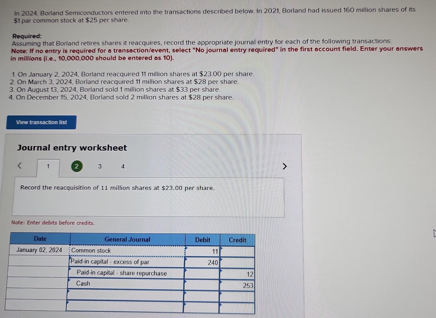 Solved In 2024, Borland Semiconductors entered into the | Chegg.com