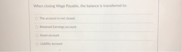 Solved When closing Wage Payable, the balance is transferred | Chegg.com