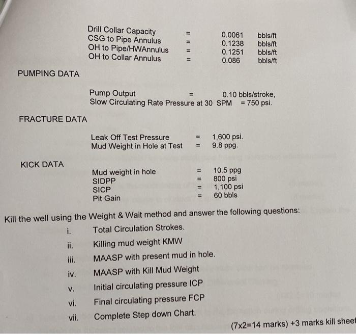 Solved c) Based on the following data and the kill sheet | Chegg.com