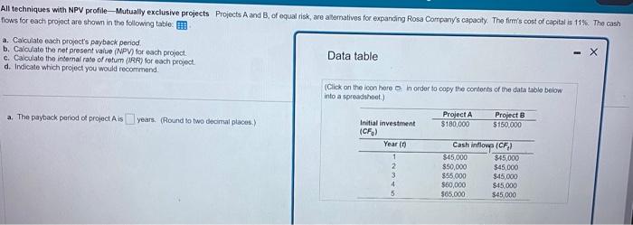 Solved b. Caloulate the net present vaitue (NPV) for each | Chegg.com