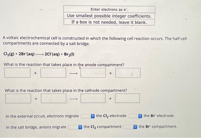 Solved A voltaic electrochemical cell is constructed in | Chegg.com