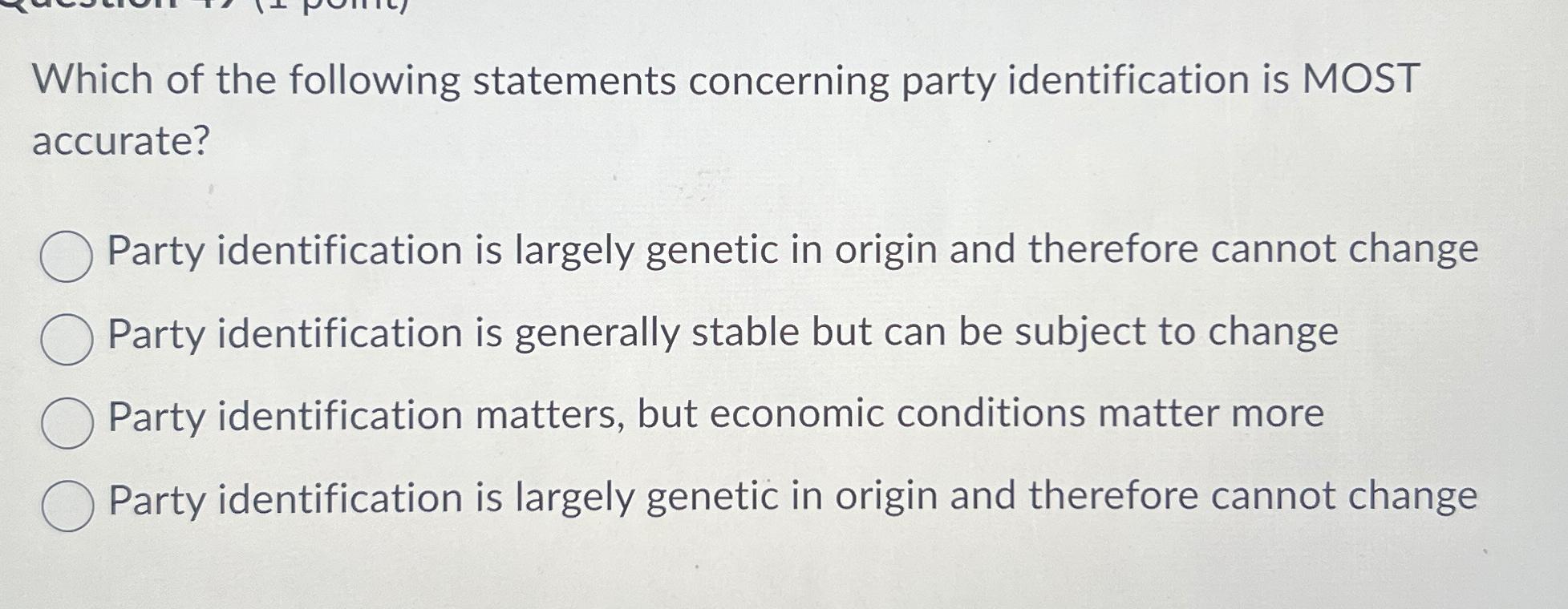 Solved Which of the following statements concerning party | Chegg.com