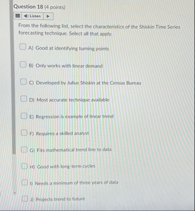 Solved Question 18 (4 ﻿points)ListenFrom the following list, | Chegg.com