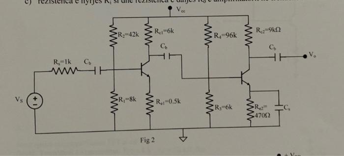 Solved For the two-stage amplifier with BJT transistor, | Chegg.com