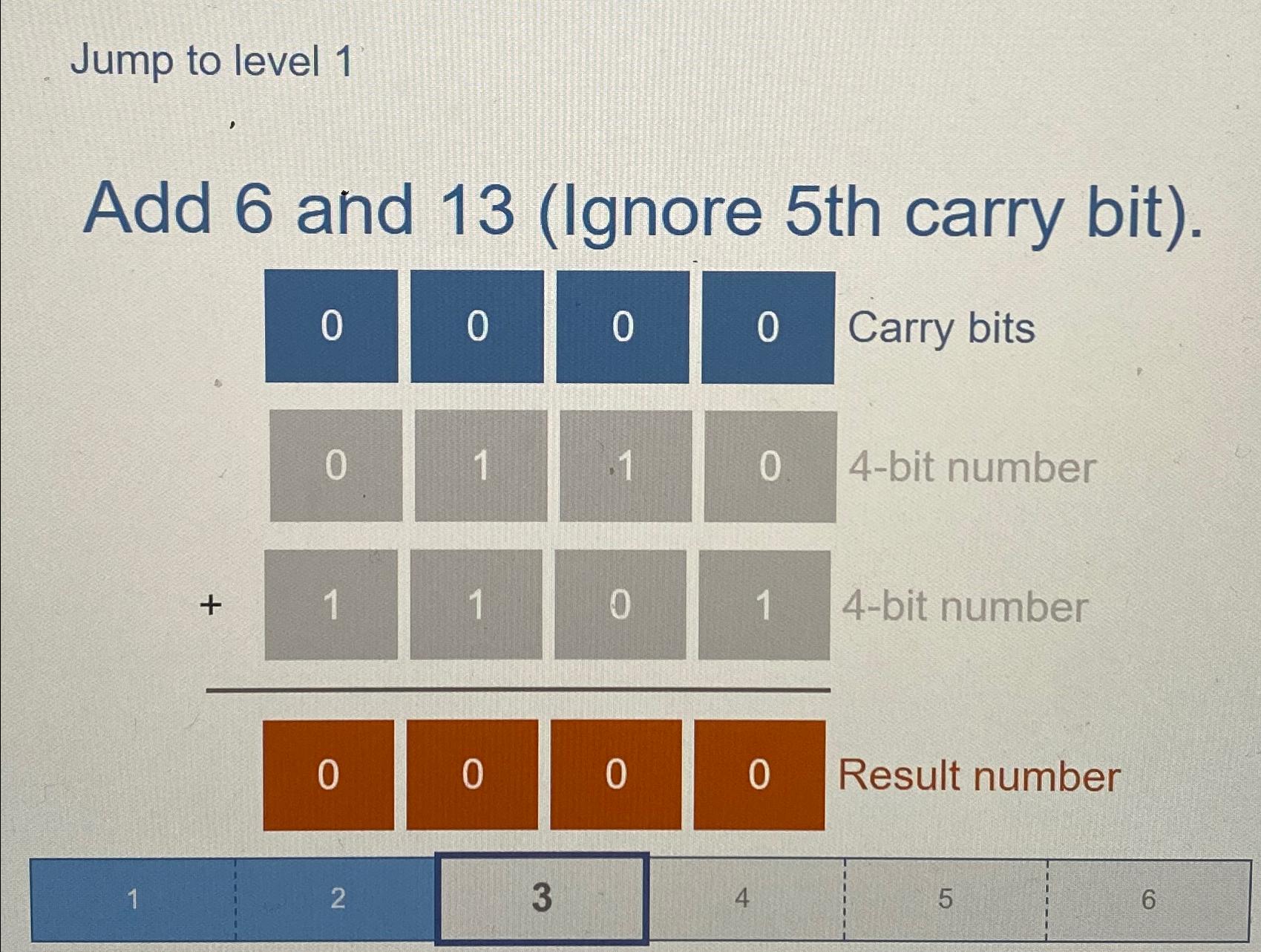 Solved Jump to level 1Add 6 ﻿and 13 (Ignore 5th carry | Chegg.com