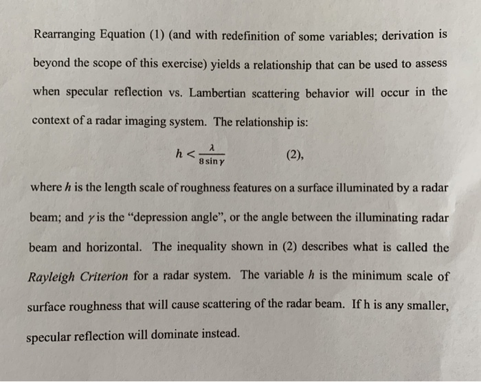 Solved What is the Rayleigh Criterion for a radar system | Chegg.com