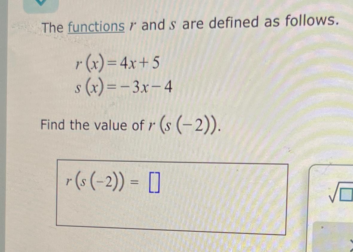 Solved The functions r ﻿and s ﻿are defined as | Chegg.com