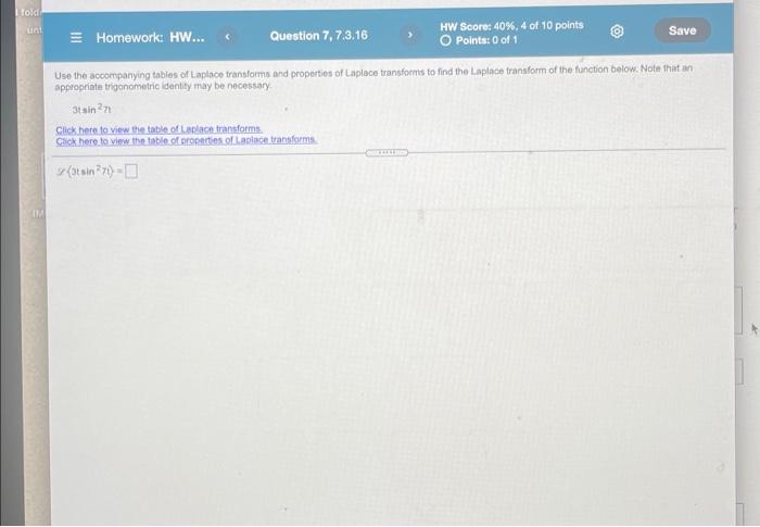 Solved 40 Save Homework: HW... Question 4, 7.3.8 HW Points: | Chegg.com