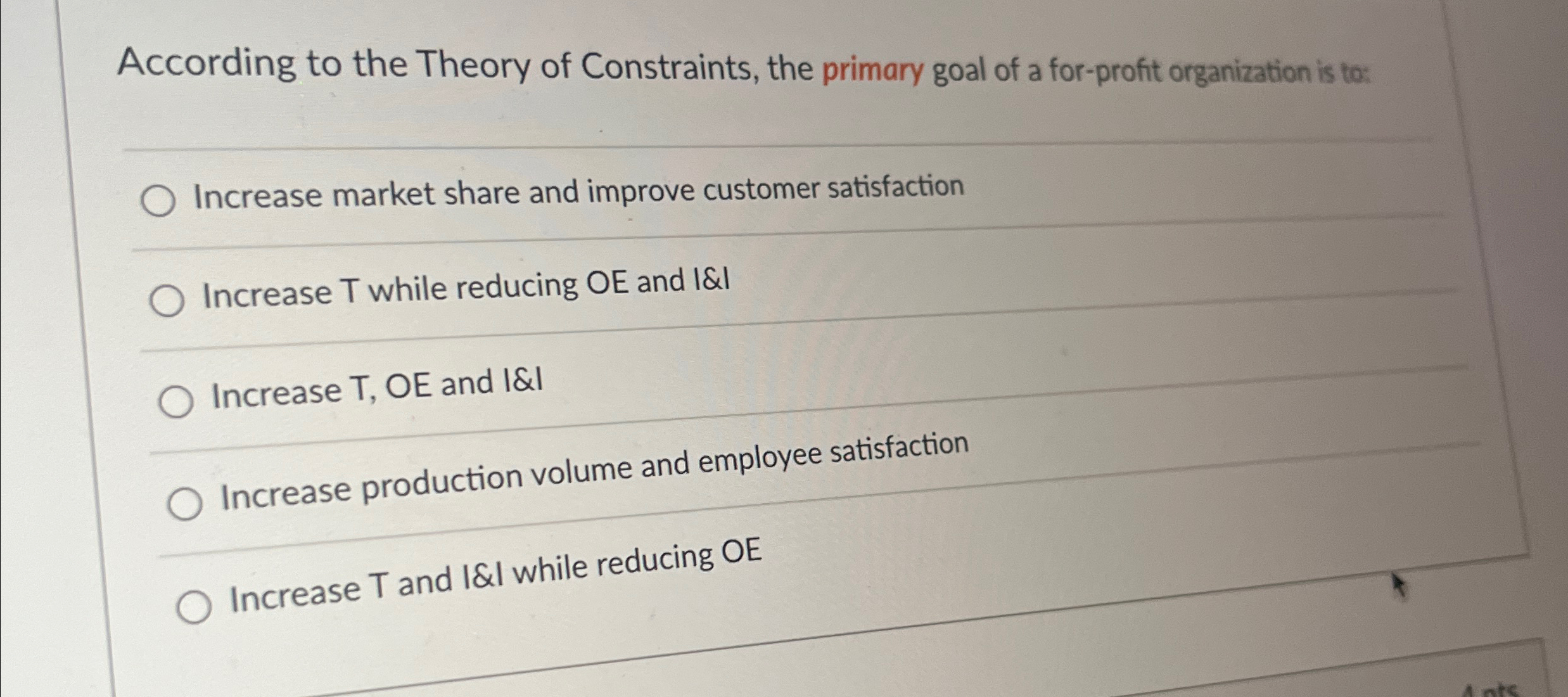Solved According to the Theory of Constraints, the primary | Chegg.com