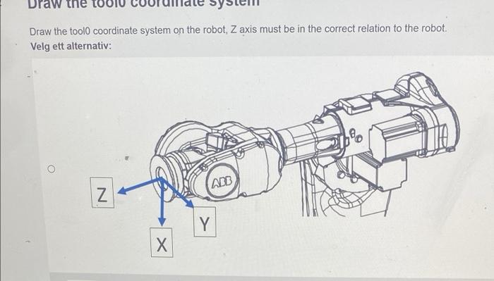 Solved Draw the tool coordinate system on the robot, Z axis | Chegg.com