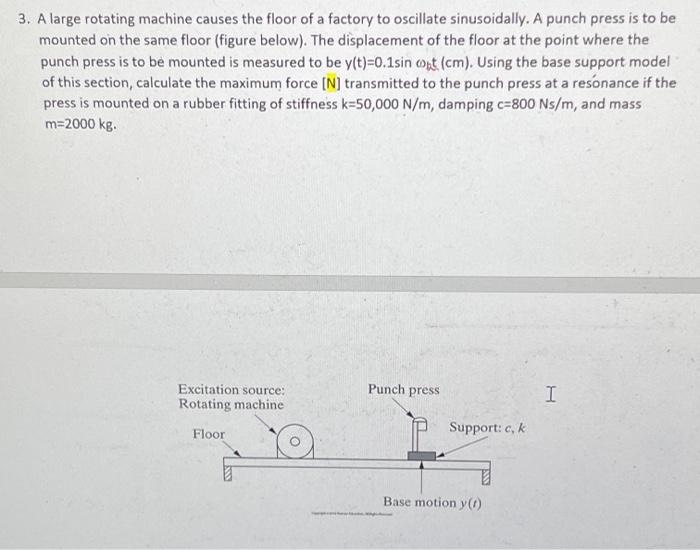 Solved 3. A large rotating machine causes the floor of a | Chegg.com