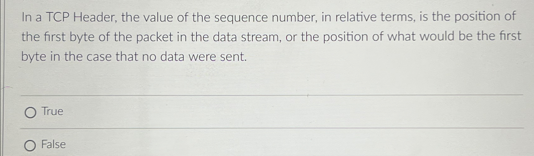 Solved In a TCP Header, the value of the sequence number, in | Chegg.com