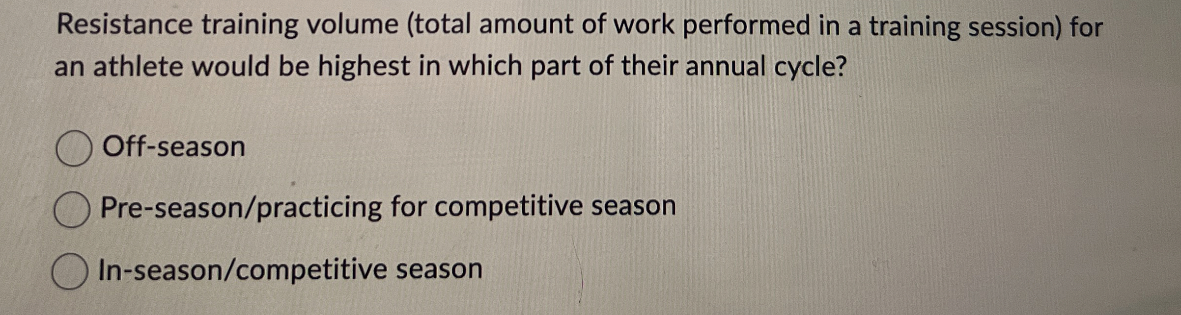 Solved Resistance training volume (total amount of work | Chegg.com