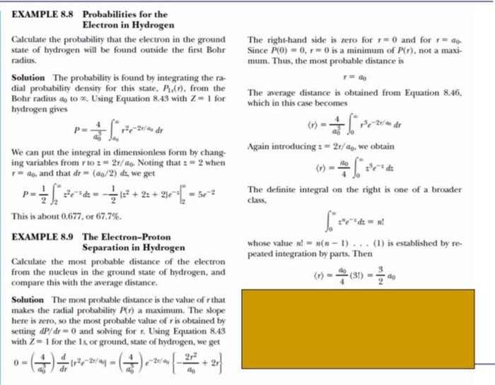 Solved Electron in Hydrogen Calculate the probability that | Chegg.com