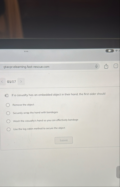 Solved gtacpr.elearning.fast-rescue.com01/07If a casualty | Chegg.com