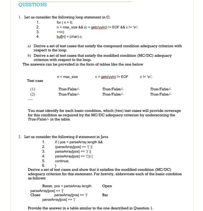 Solved QUESTIONS 1. Let us consider the following loop | Chegg.com