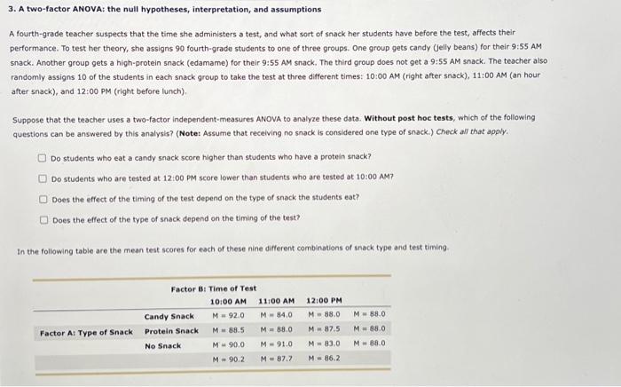 Solved 3. A two-factor ANOVA: the null hypotheses, | Chegg.com