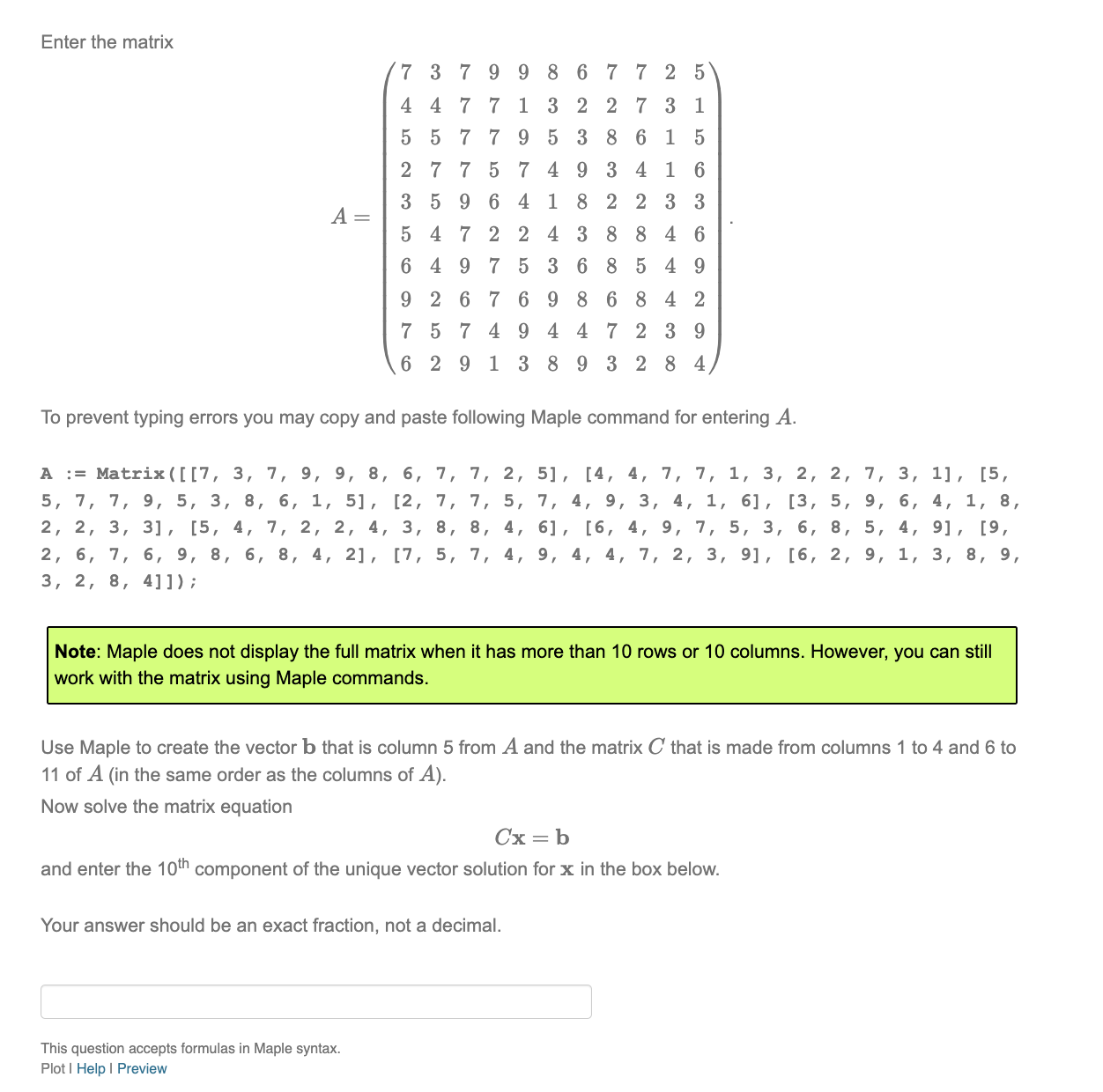 Solved USE MAPLEEnter the | Chegg.com