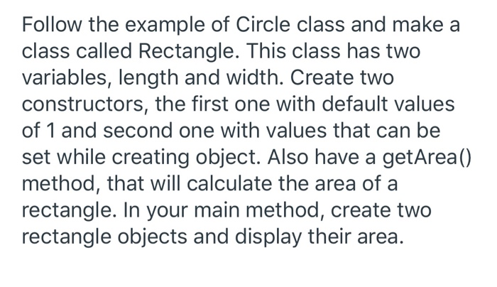 Solved Follow the example of Circle class and make a class | Chegg.com