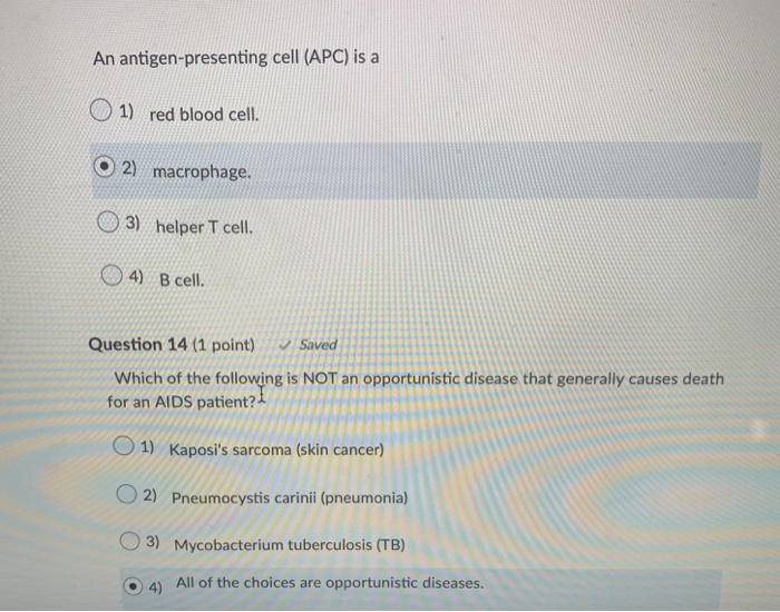 Solved An antigen-presenting cell (APC) is a 1) red blood | Chegg.com