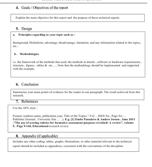 Solved The technical reports must be covered the structure | Chegg.com