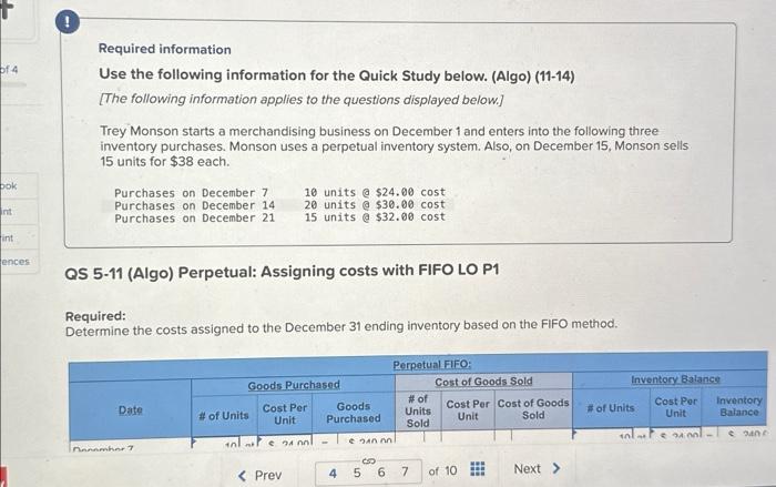 Solved Required information Use the following information | Chegg.com