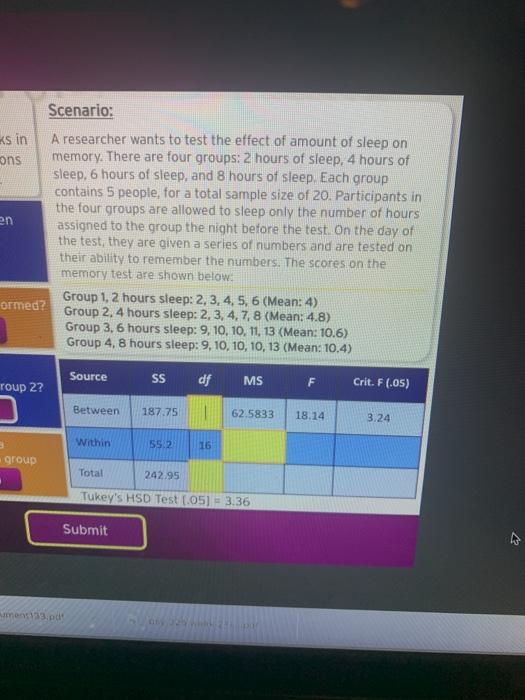 Solved Scenario: ks in A researcher wants to test the effect | Chegg.com