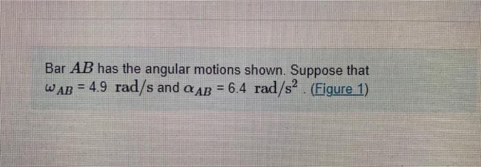 Solved Bar AB has the angular motions shown. Suppose that | Chegg.com