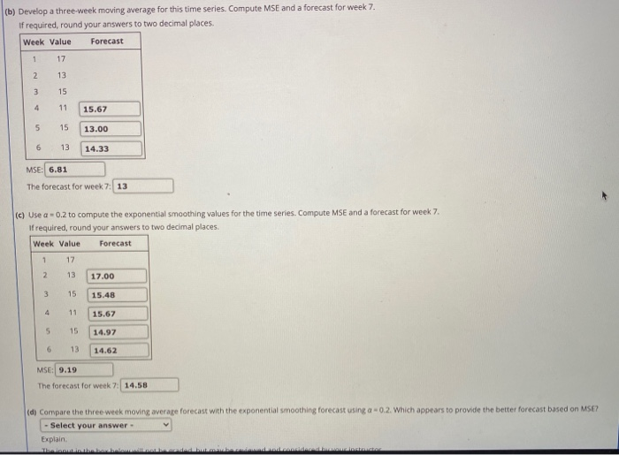 Solved Consider the following time series data. Week 1 2 3 4 | Chegg.com