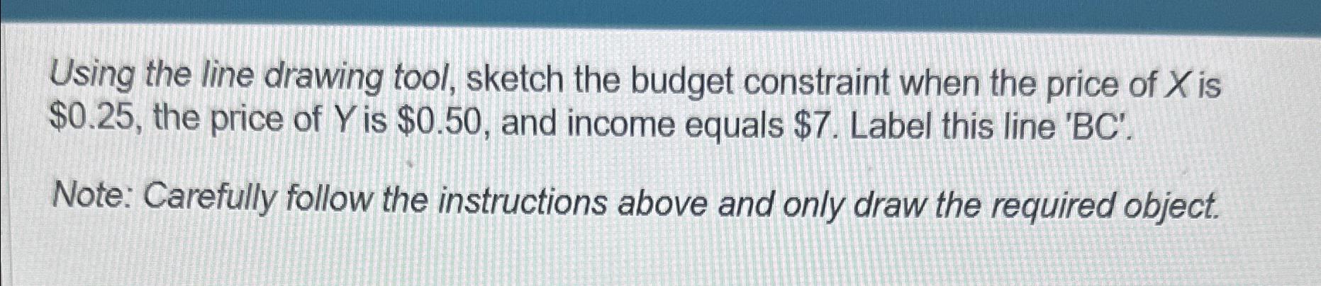 Solved Using the line drawing tool, sketch the budget | Chegg.com