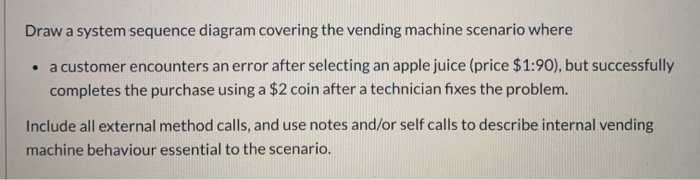 Solved Consider a vending machine with a system interface as | Chegg.com