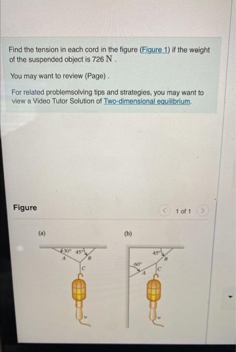 Solved Find the tension in each cord in the figure (Figure | Chegg.com