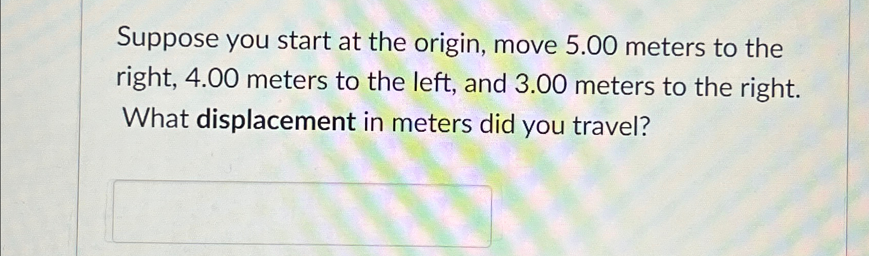 Solved Suppose you start at the origin, move 5.00 ﻿meters to | Chegg.com